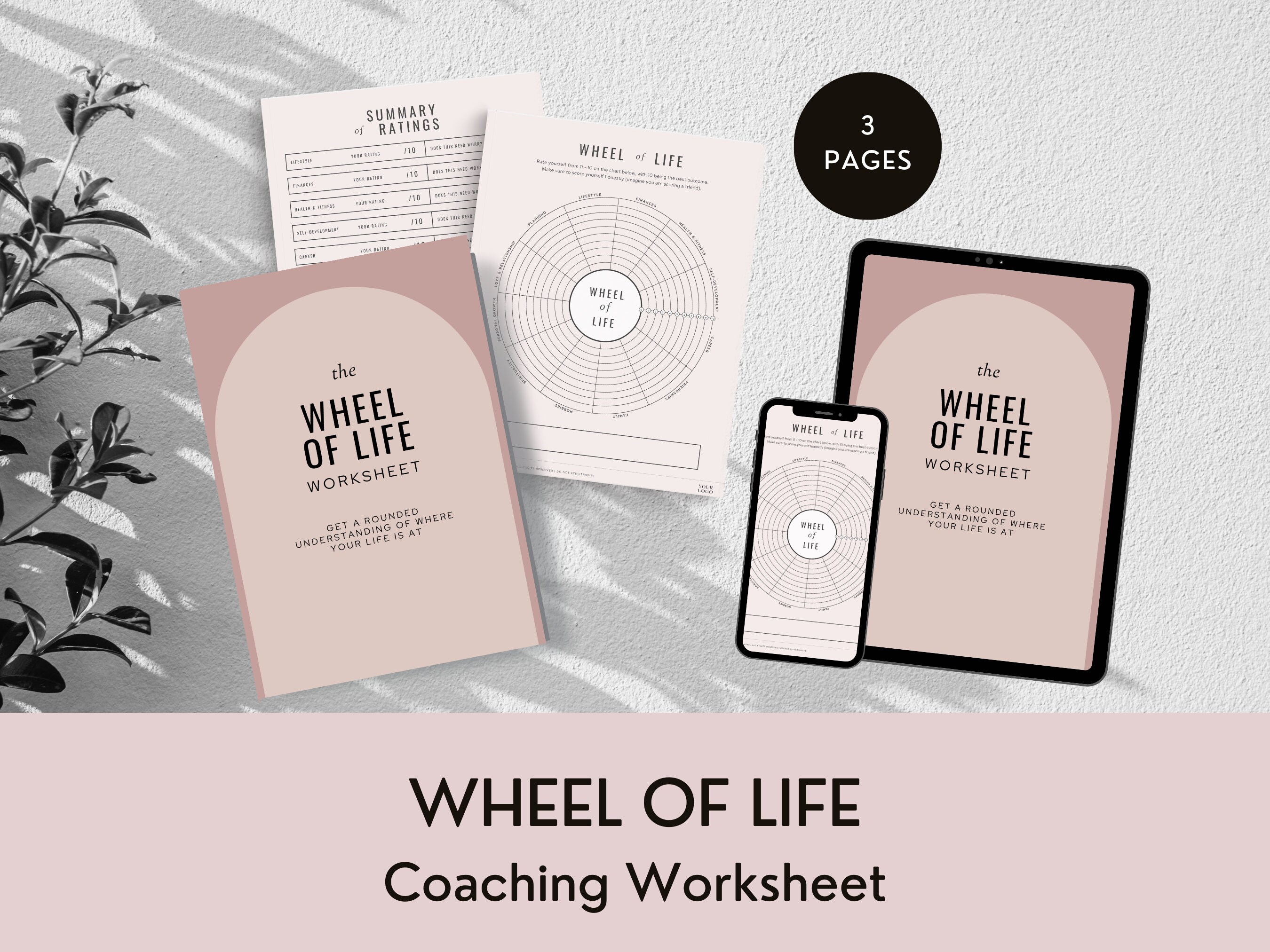 Editable Life Wheel Template Worksheet | Done for You Coaching Template ...