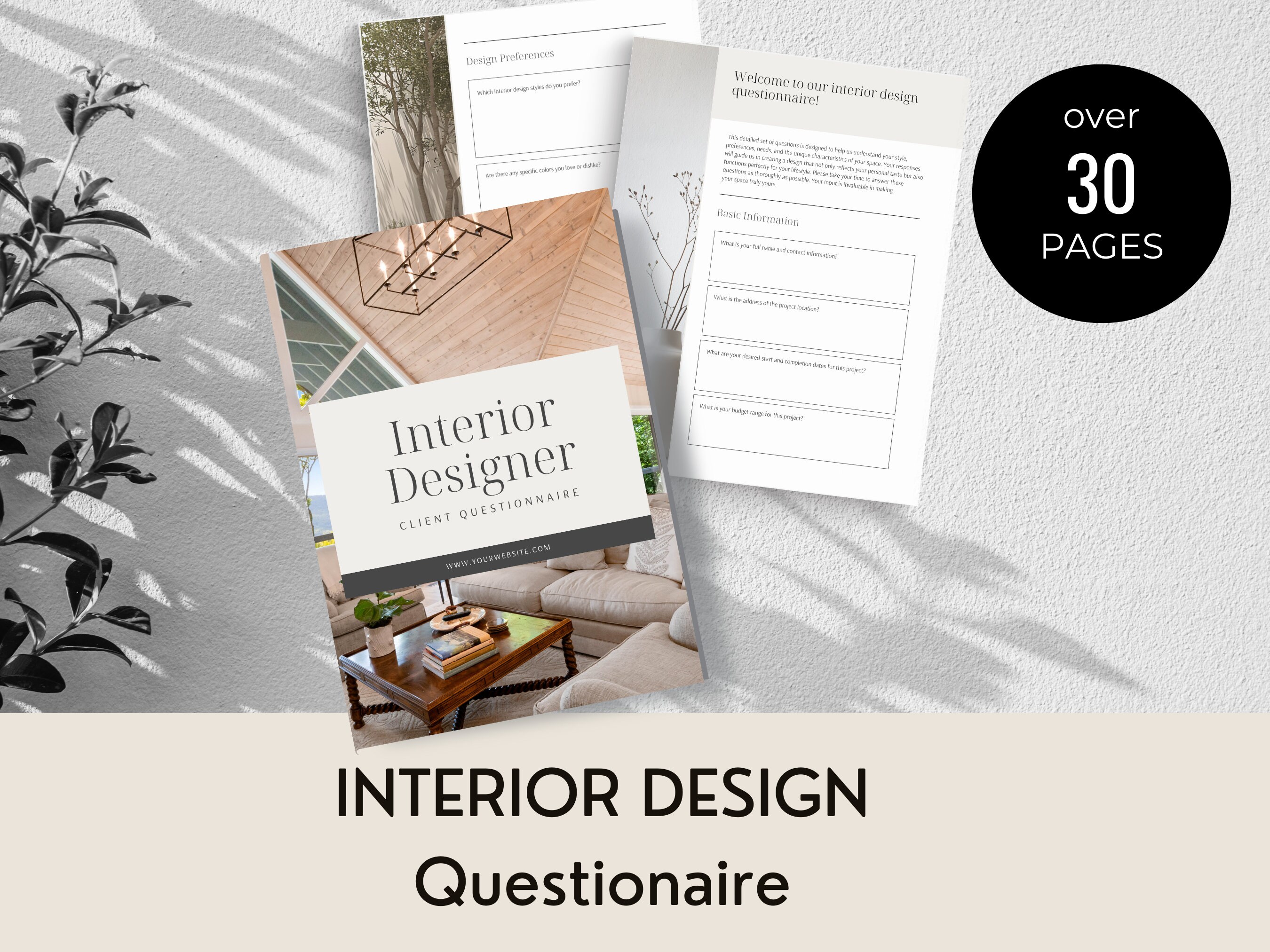 Interior Design Client Questionnaire Template| Printable Client Intake ...