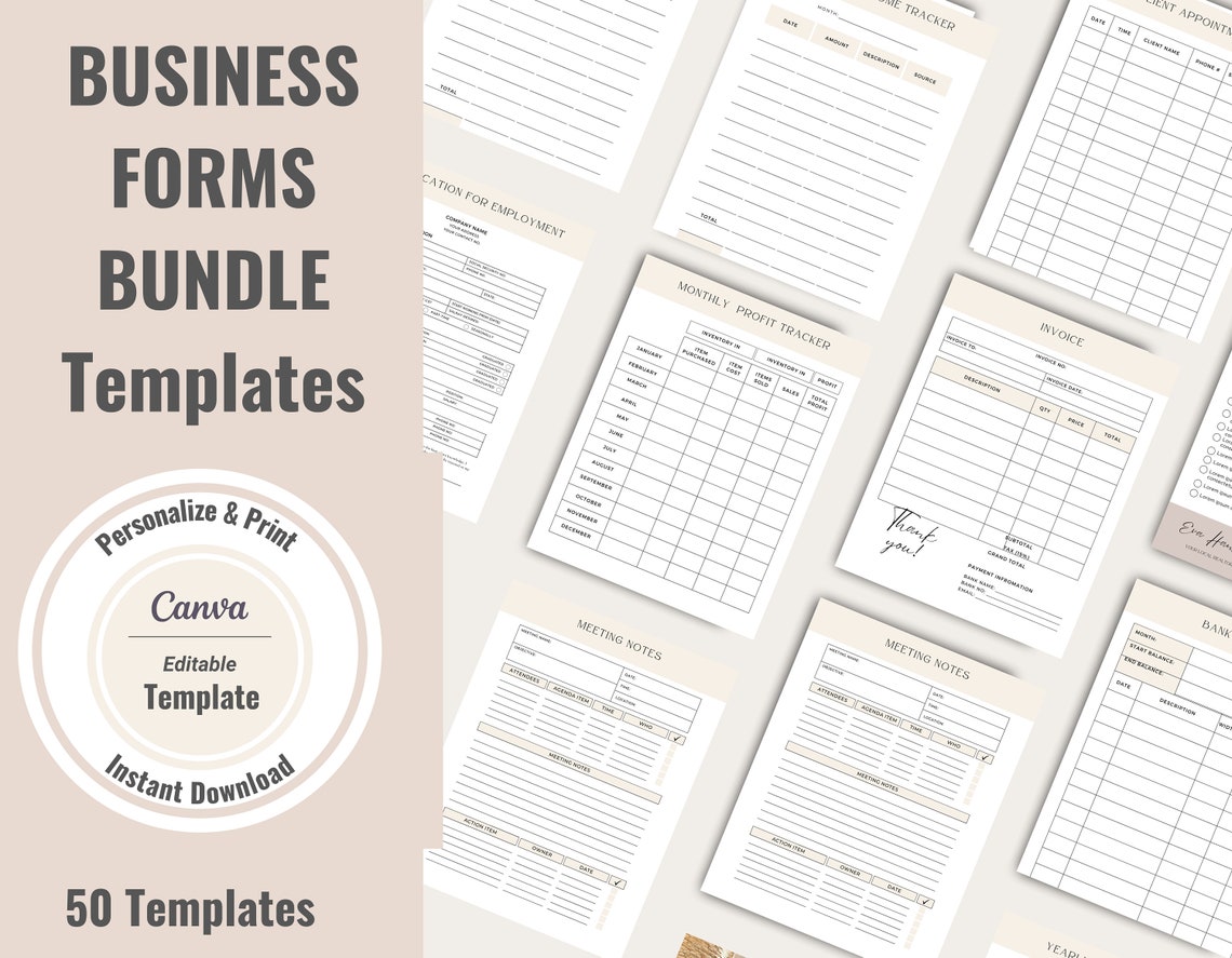 Small Business Forms Bundle, Printable Business Forms , Order Forms ...