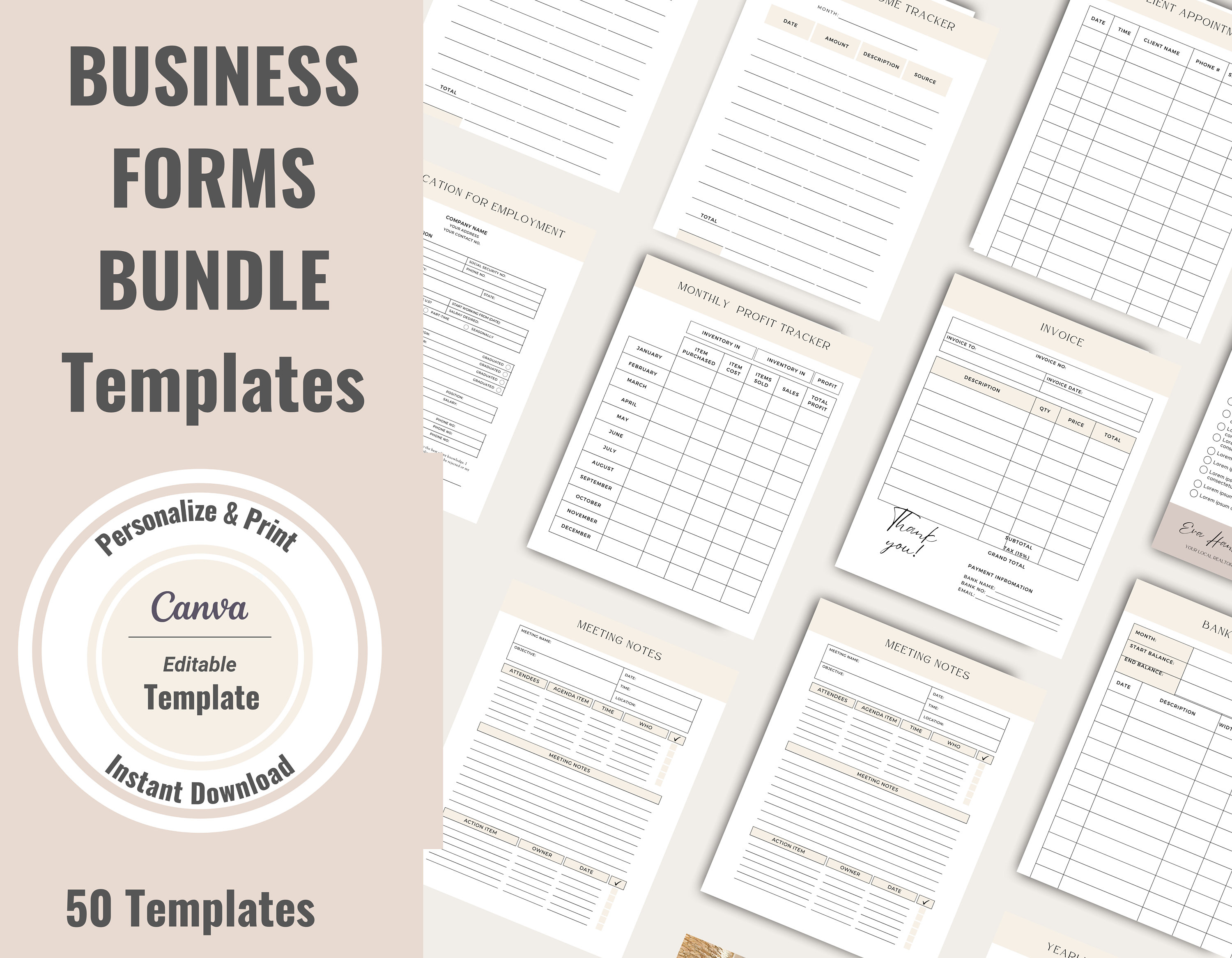 Small Business Forms Bundle, Printable Business Forms , Order Forms ...