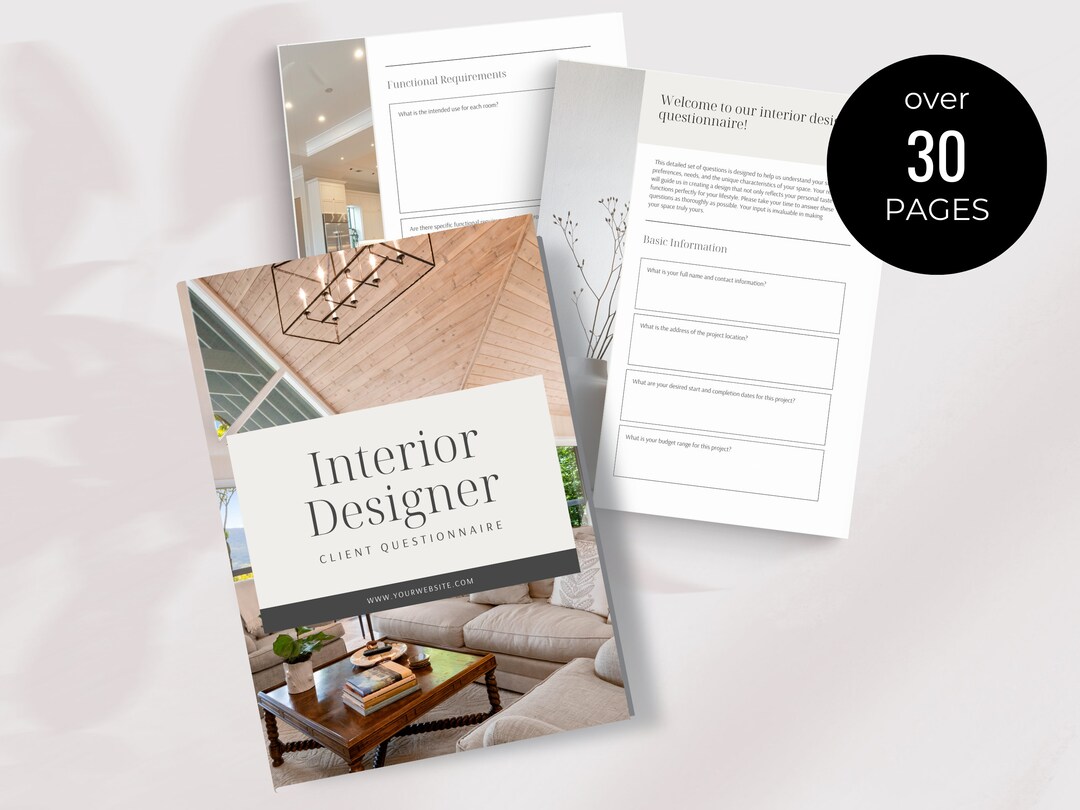 Interior Design Client Questionnaire Template| Printable Client Intake ...