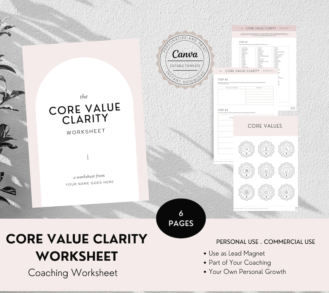 Core Value Clarity Worksheet - Identifying Core Values Worksheets ...