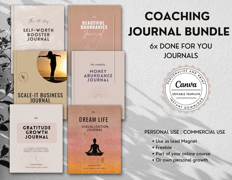 Coaching Journals Template, Personal Growth Journal, Done for You Lead ...