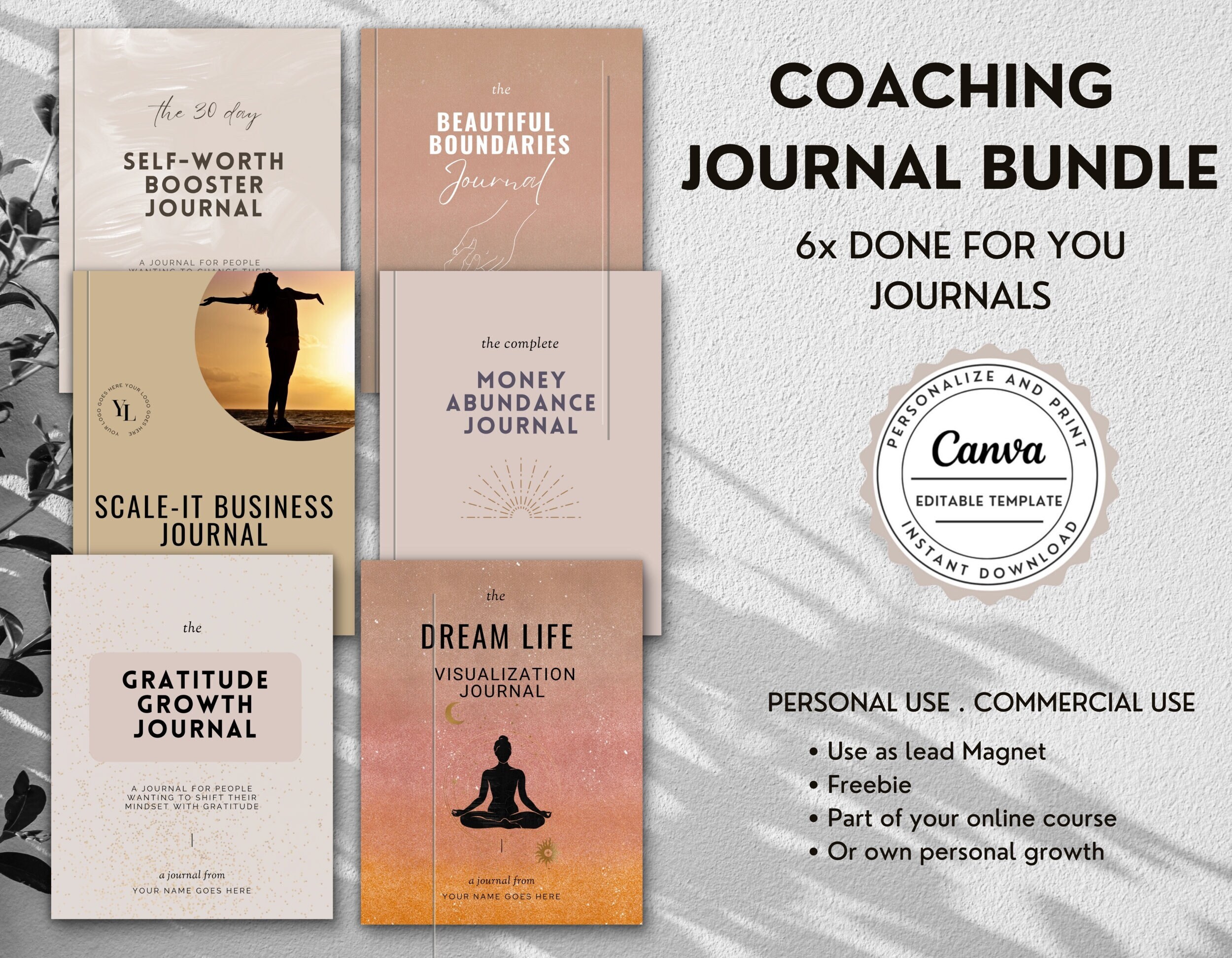 Coaching Journals Template, Personal Growth Journal, Done for You Lead ...