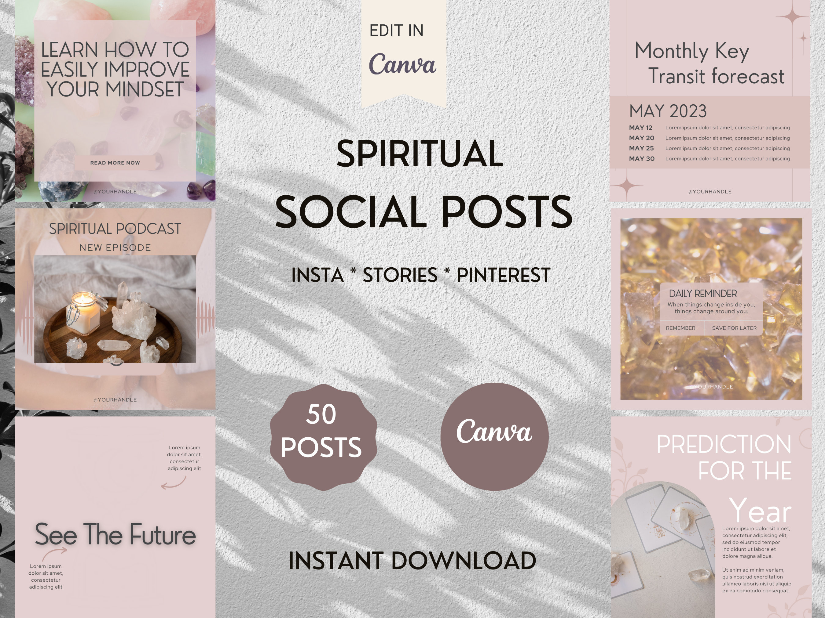 50 Spiritual Social Media Post Templates Editable Social Posts ...