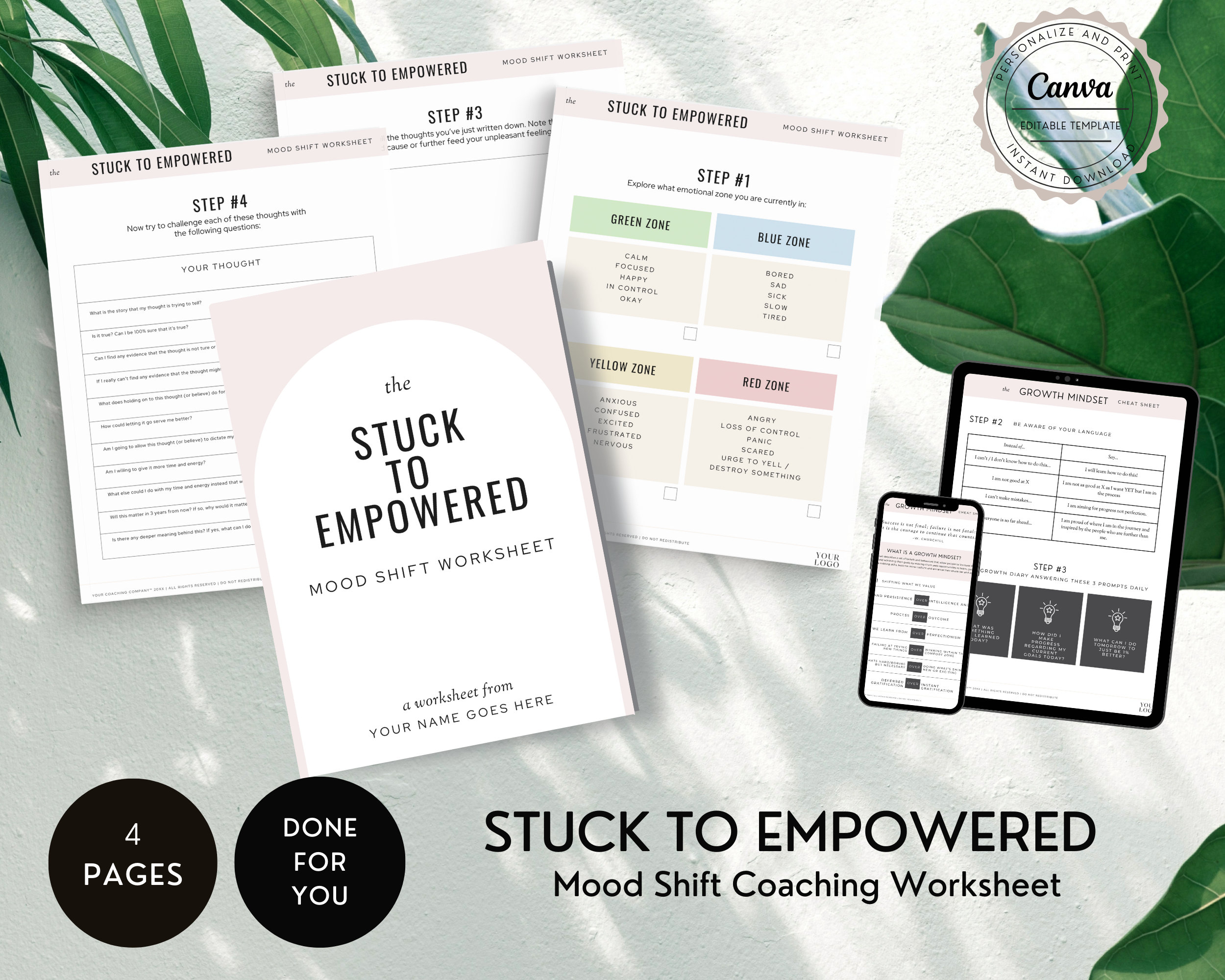 Mood Shift Workbook, Worksheet for Coaches, Done for You Freebie ...
