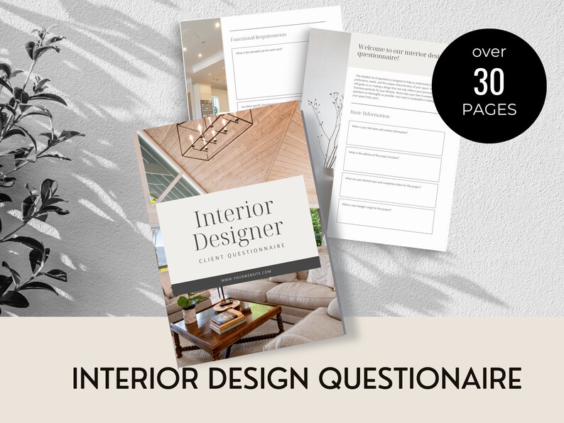 Interior Design Client Questionnaire Template| Printable Client Intake ...