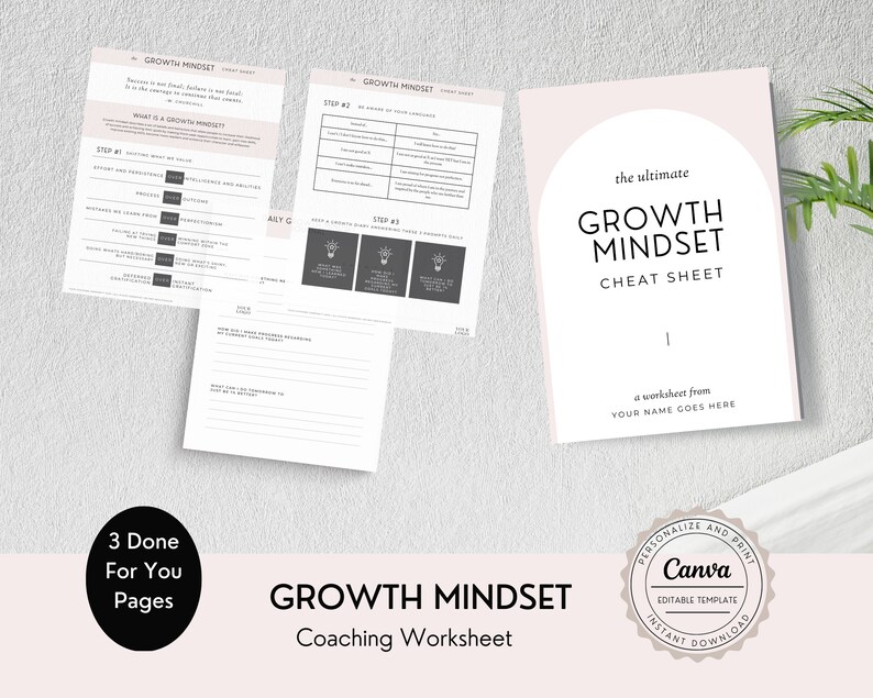 Growth Mindset Cheat Sheet, Coaching Resources, Client Worksheet ...