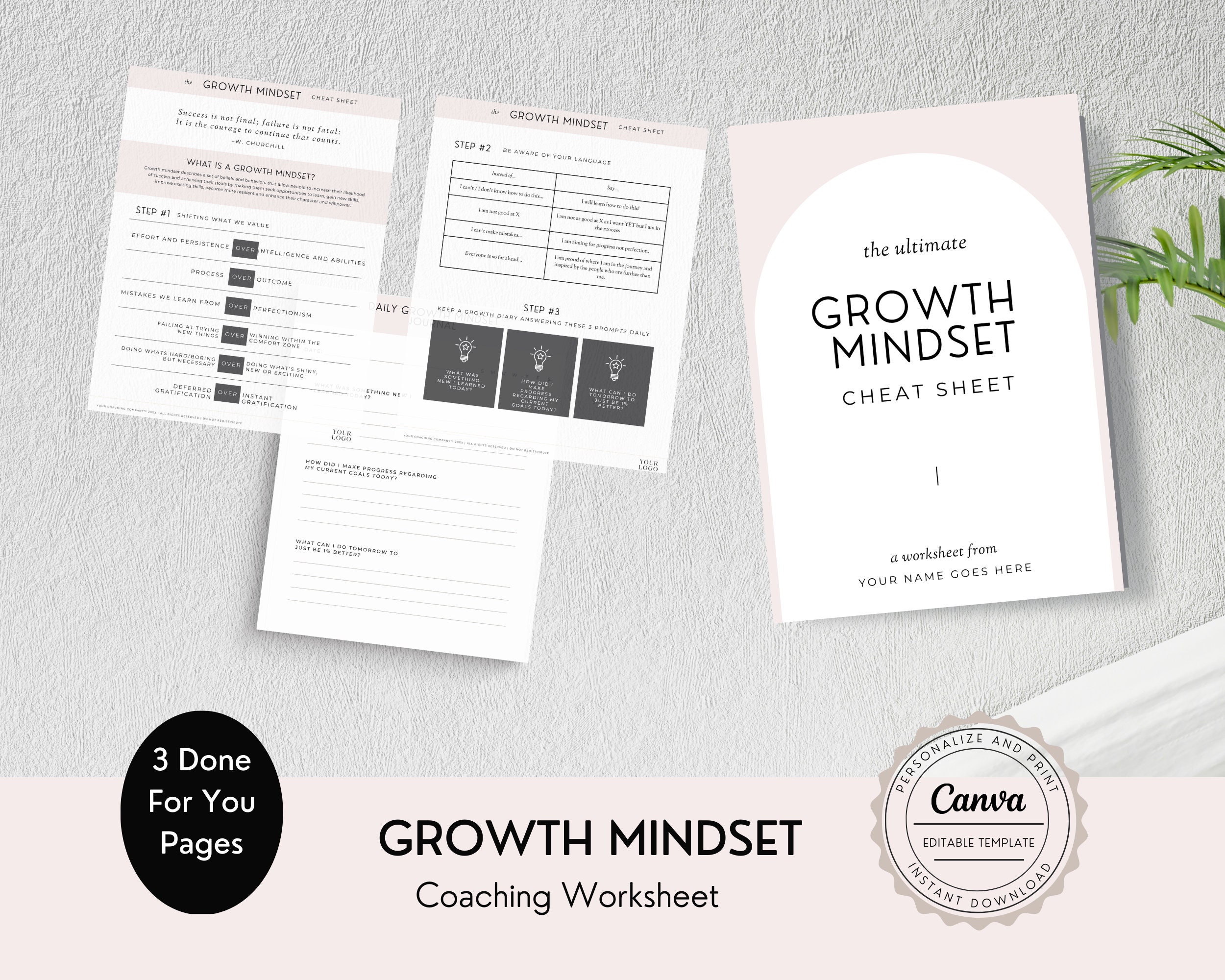Growth Mindset Cheat Sheet, Coaching Resources, Client Worksheet ...