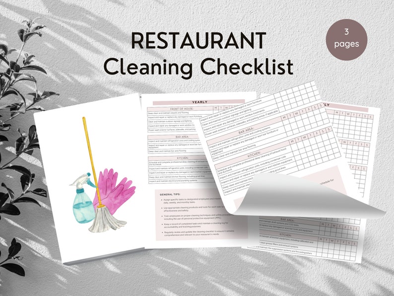 Editable Restaurant Cleaning Checklist | Commercial and Restaurant ...