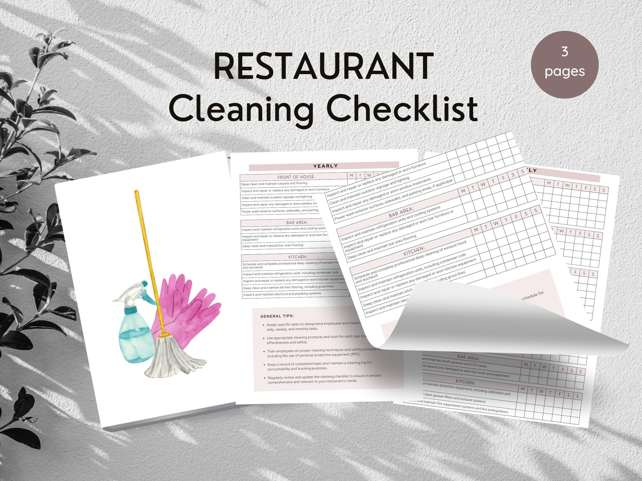 Editable Restaurant Cleaning Checklist Commercial and Restaurant ...