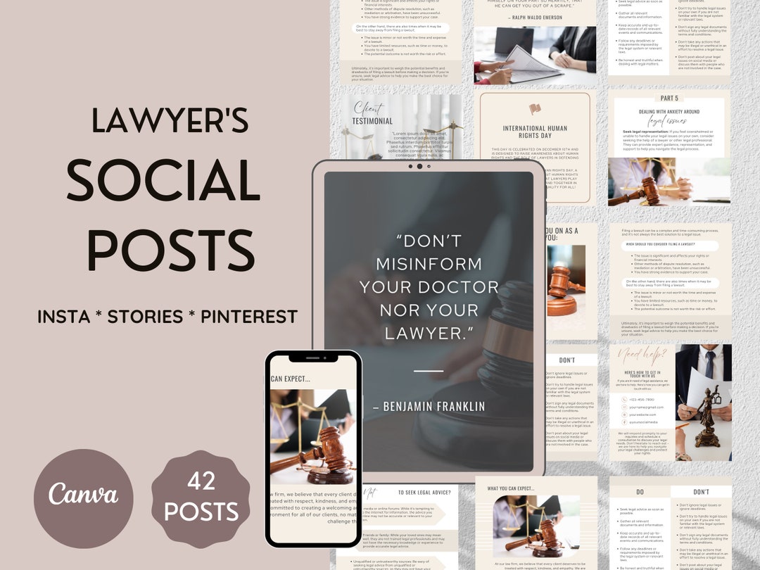 Law Firm Marketing - 40 Lawyer Social Media Posts, Instagram Post ...