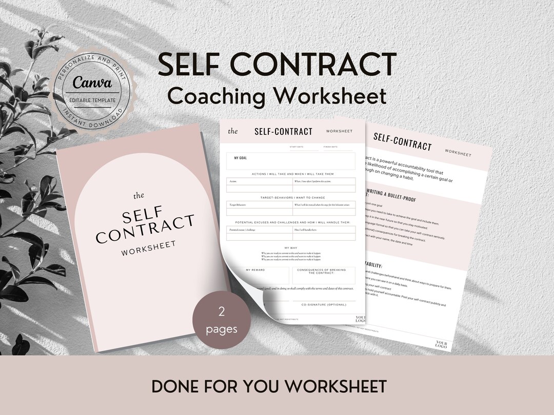 Self Contract Client Worksheet, Done for You Lead Magnets, Coaching ...