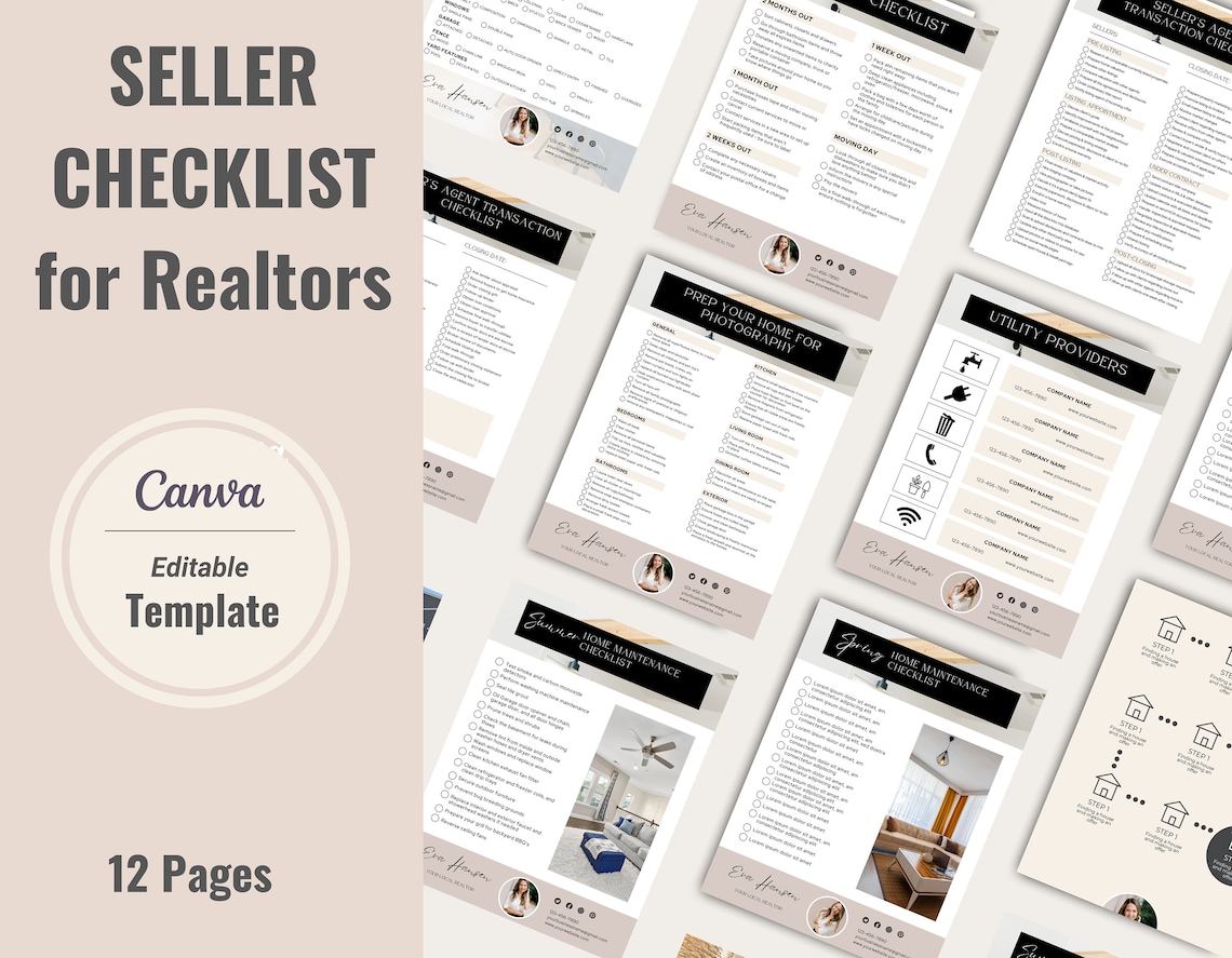 Real Estate Seller Checklist Canva Template Home Selling Checklist ...