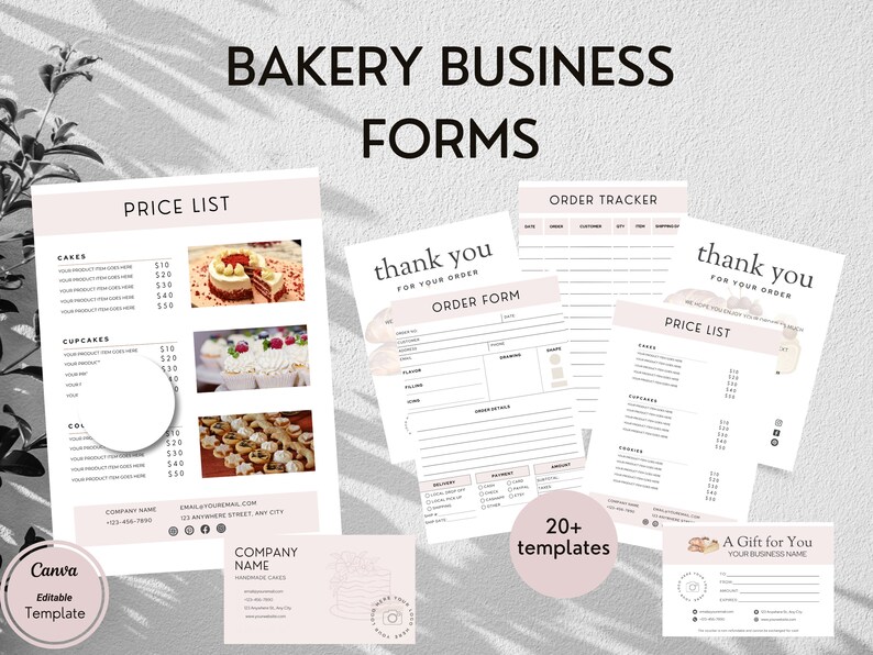 Bakery Business Forms Bundle | Bakery Order Form, Business Card ...