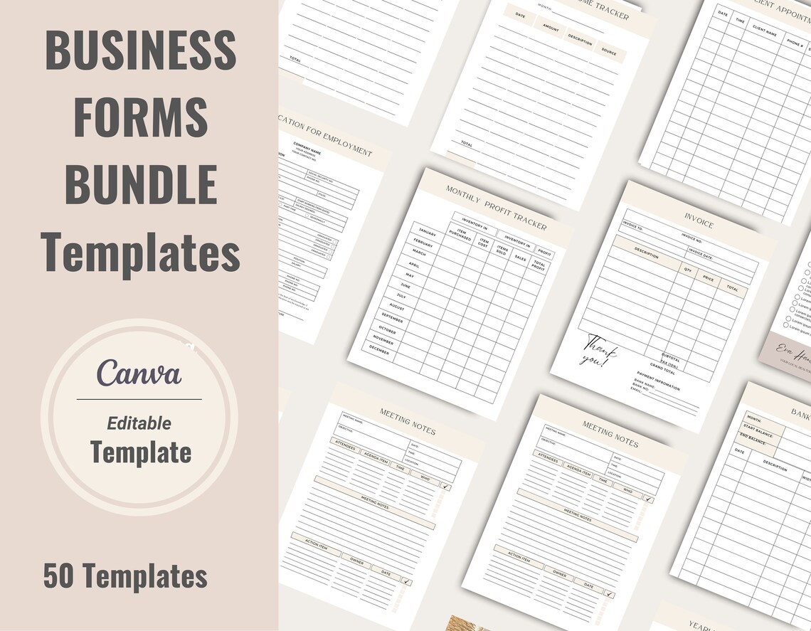 Small Business Forms Bundle, Printable Business Forms , Order Forms ...