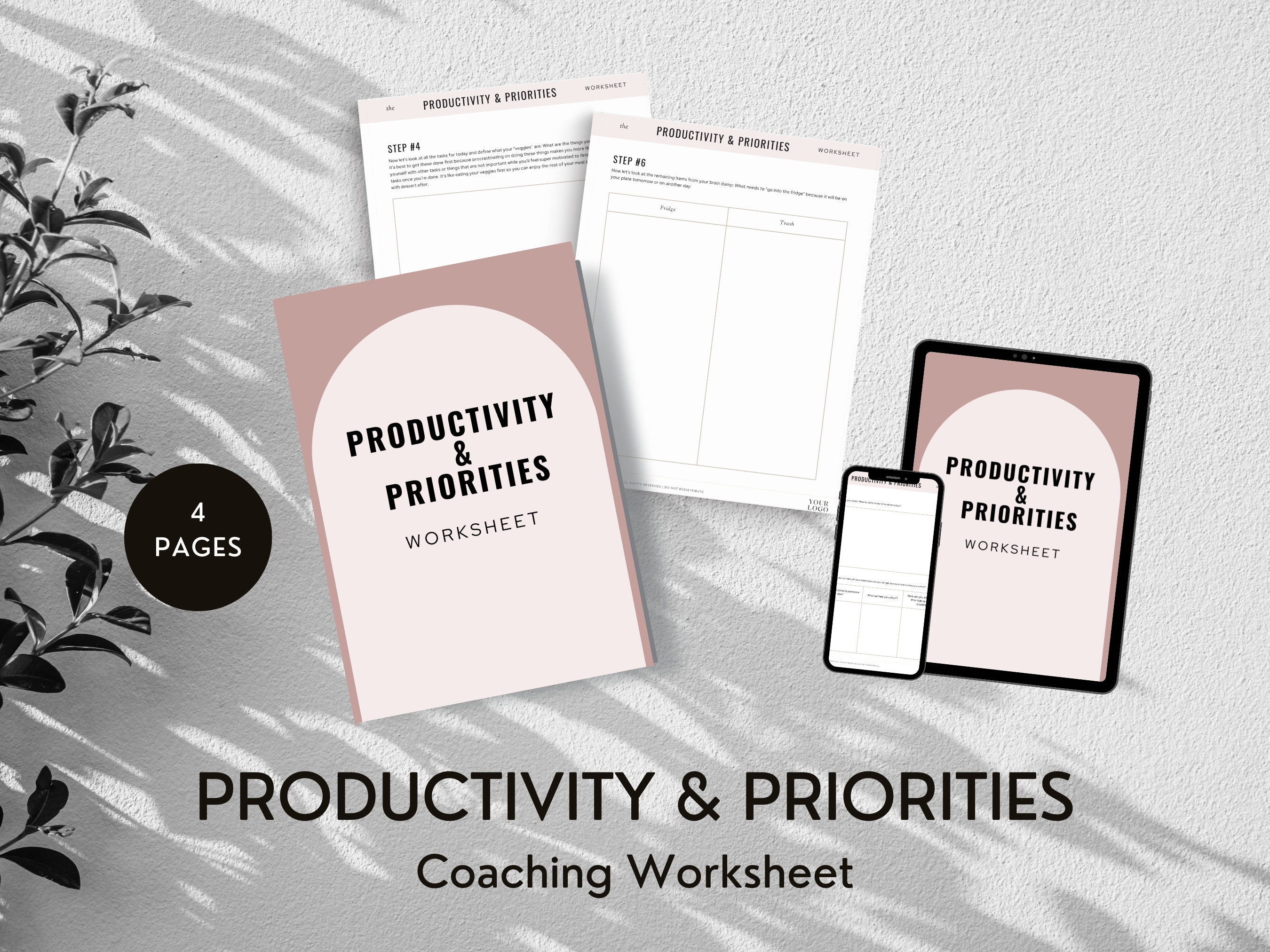 Productivity & Priorities Worksheet Template Time Management, Coaching ...
