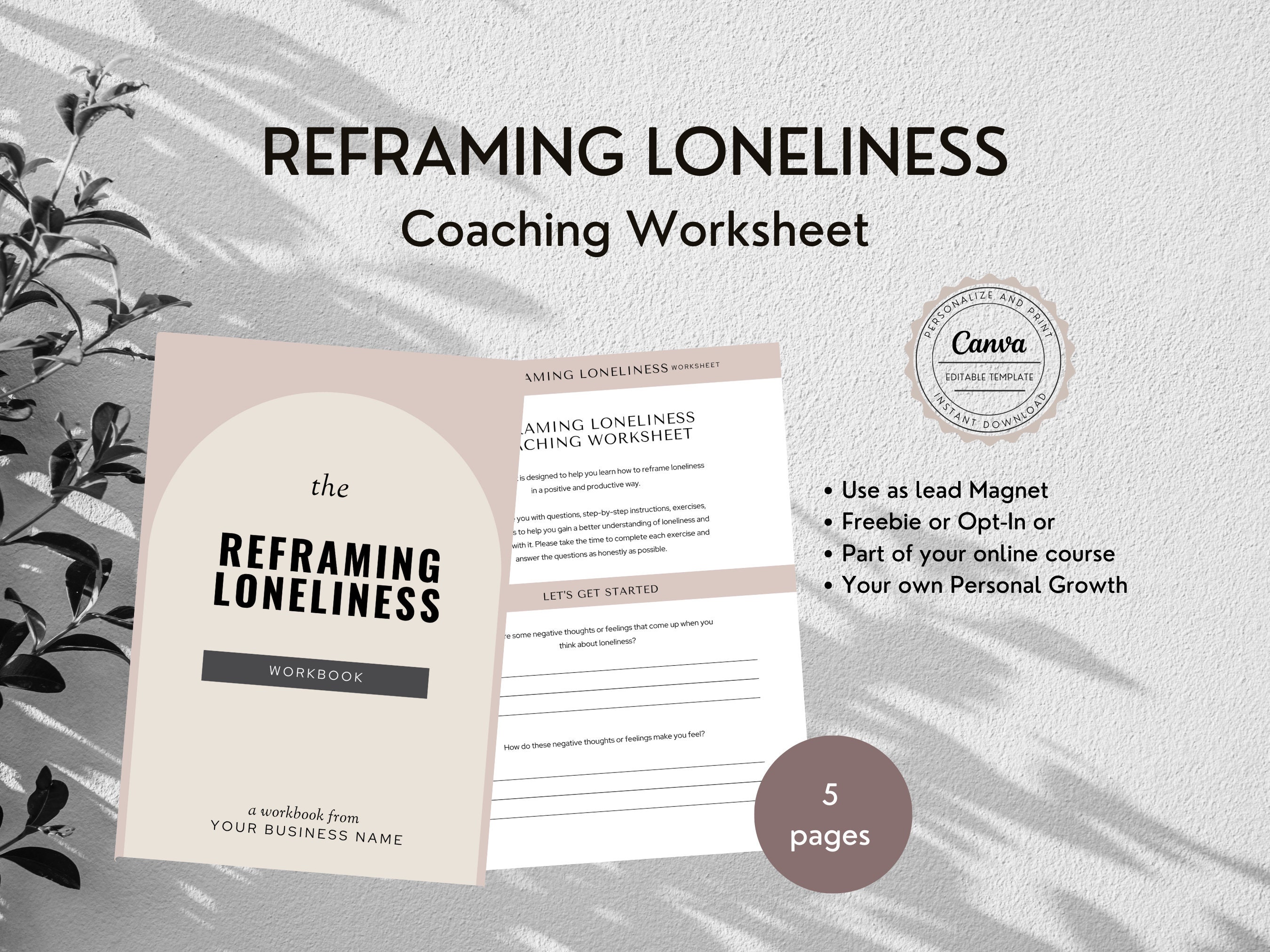 Reframing Loneliness Worksheets - Coaching Tools, Lead Magnet, Life ...