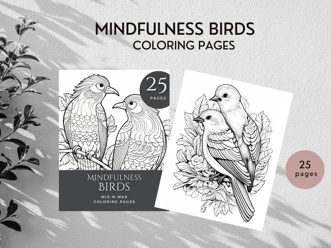 Mindful Birds Coloring Pages, Bird-themed Coloring Sheets, Relaxing ...