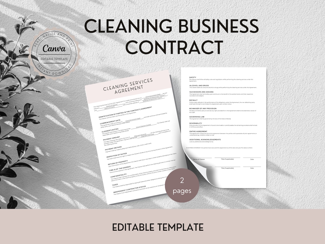 Editable Cleaning Business Contract - Cleaning Contract, Commercial ...