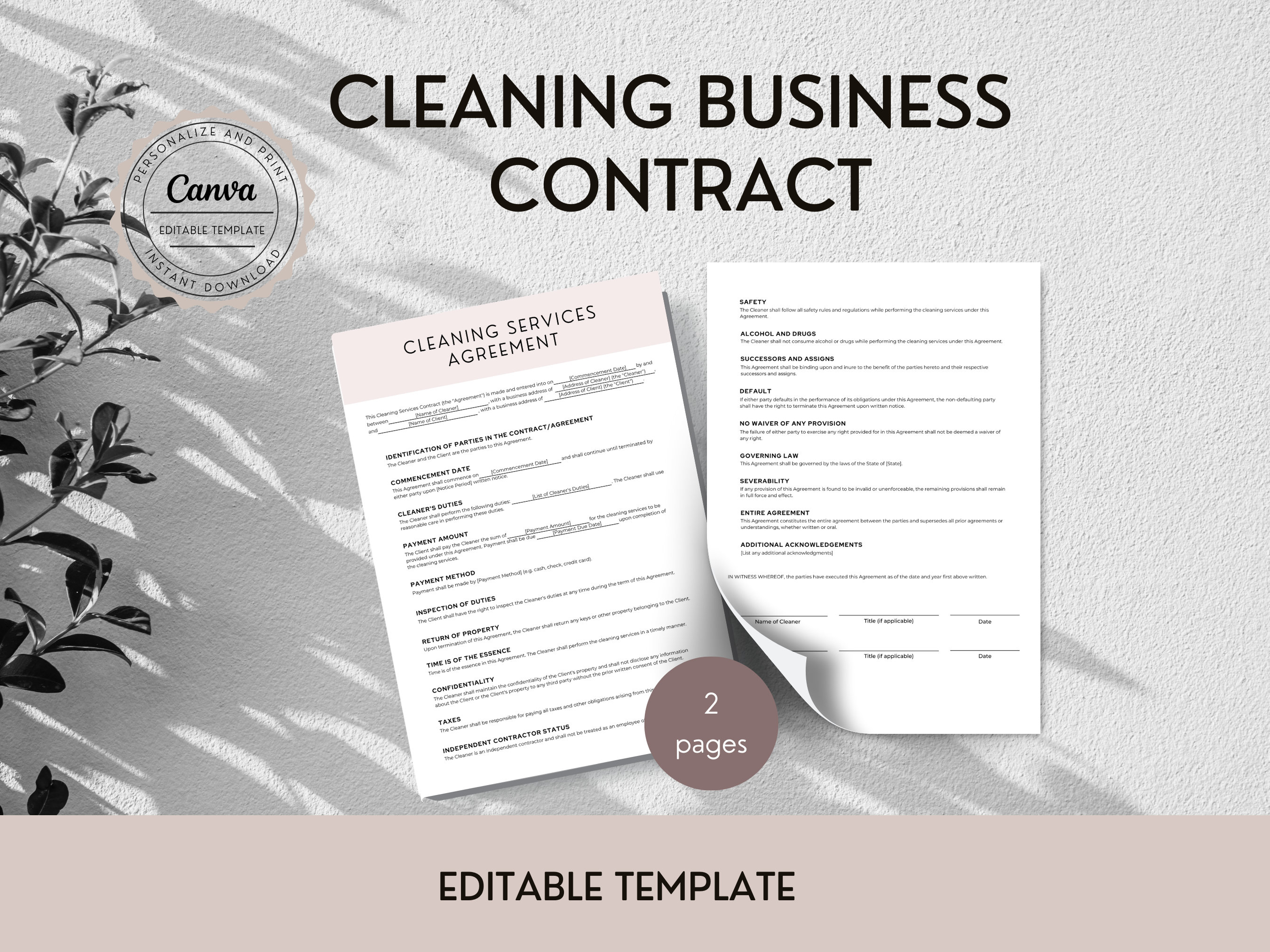 Editable Cleaning Business Contract - Cleaning Contract, Commercial ...