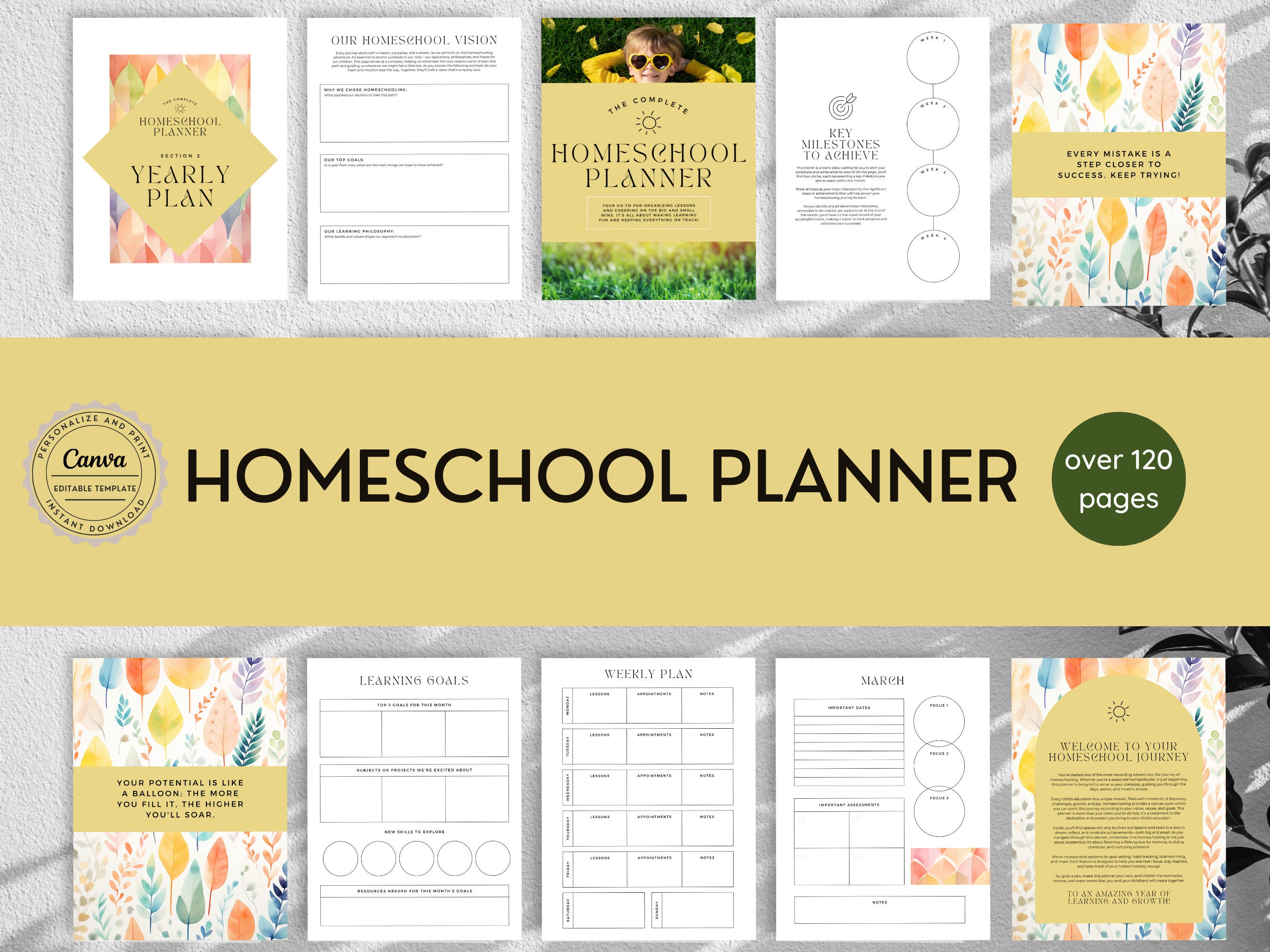 Customizable Homeschool Planner | Custom Study Planner | Printable ...