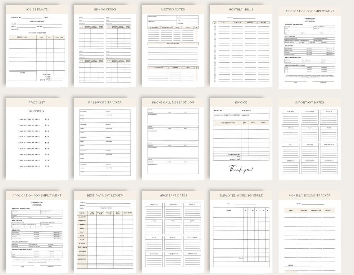 Small Business Forms Bundle, Printable Business Forms , Order Forms ...