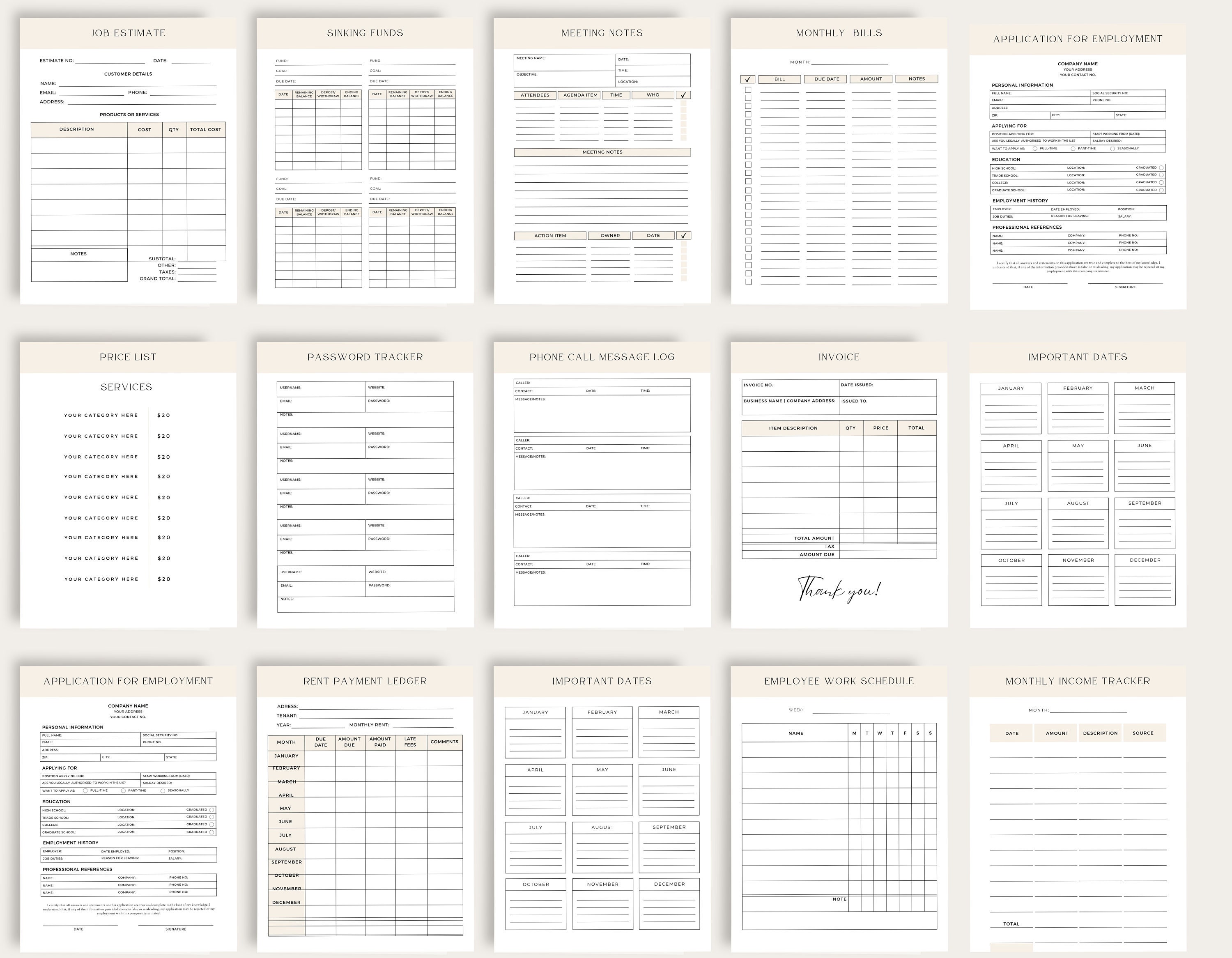 Small Business Forms Bundle, Printable Business Forms , Order Forms ...