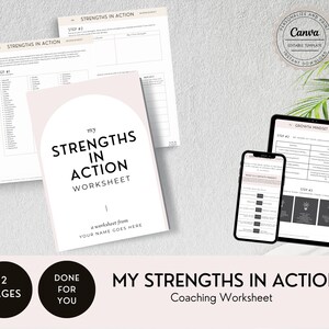 My Strengths in Action Worksheet, Growth Mindset Worksheet for Coaches ...