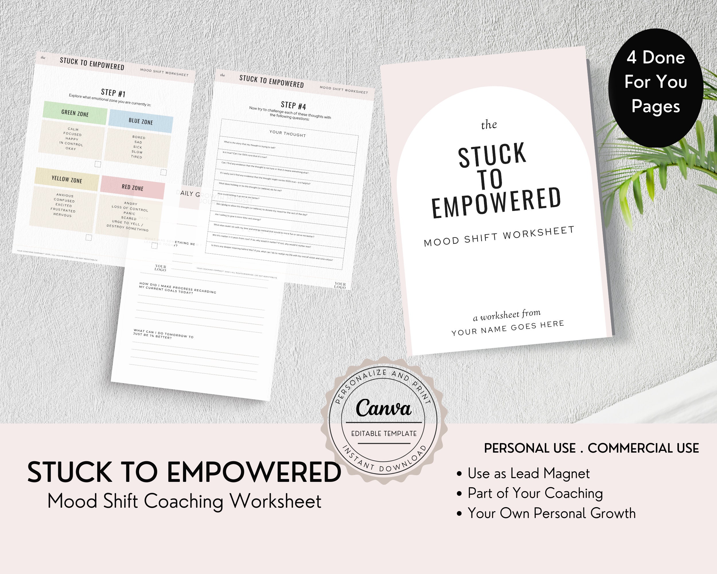 Mood Shift Workbook, Worksheet for Coaches, Done for You Freebie ...