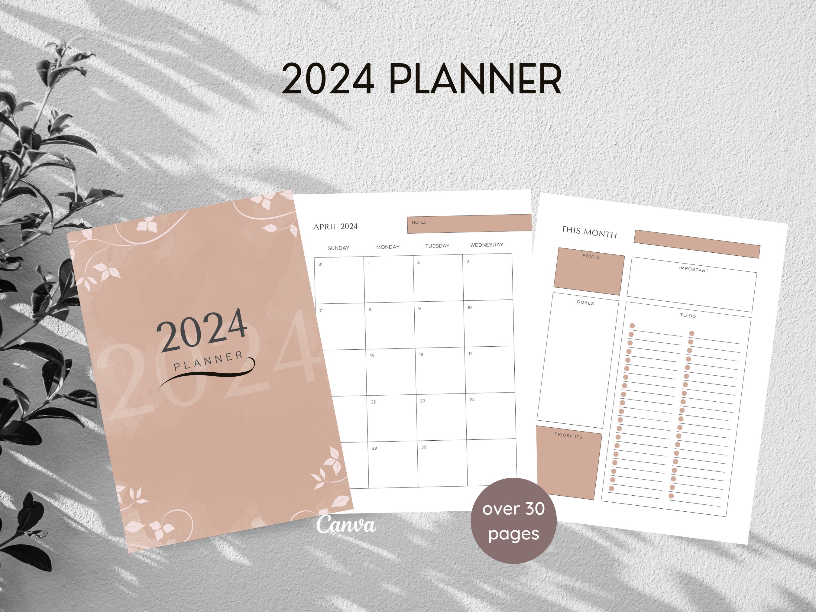Printable 2024 Planner PDF | New Year Project Planner | Customizable ...