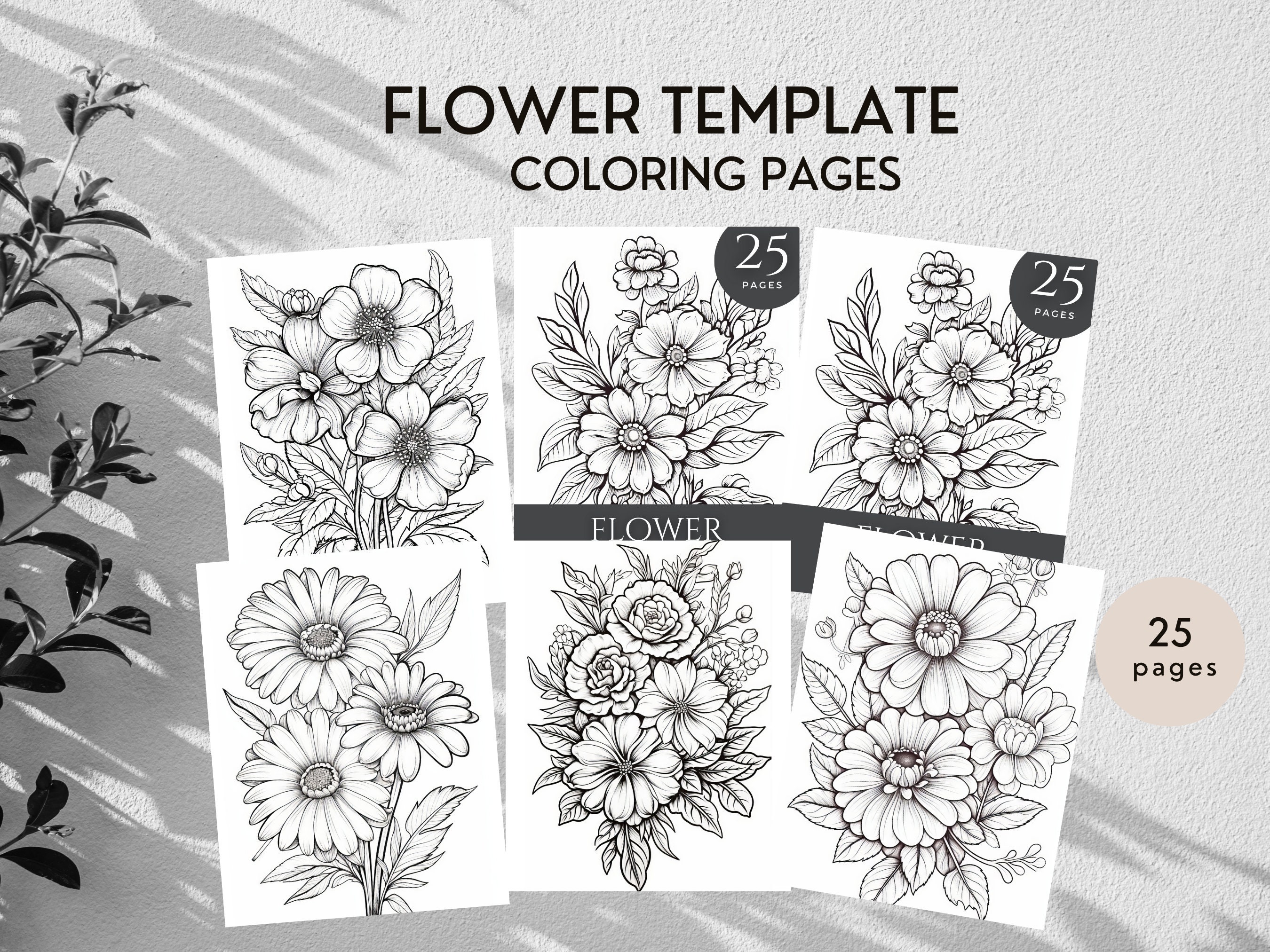 Printable Flower Template Coloring Pages for Relaxing Fun, Flower ...