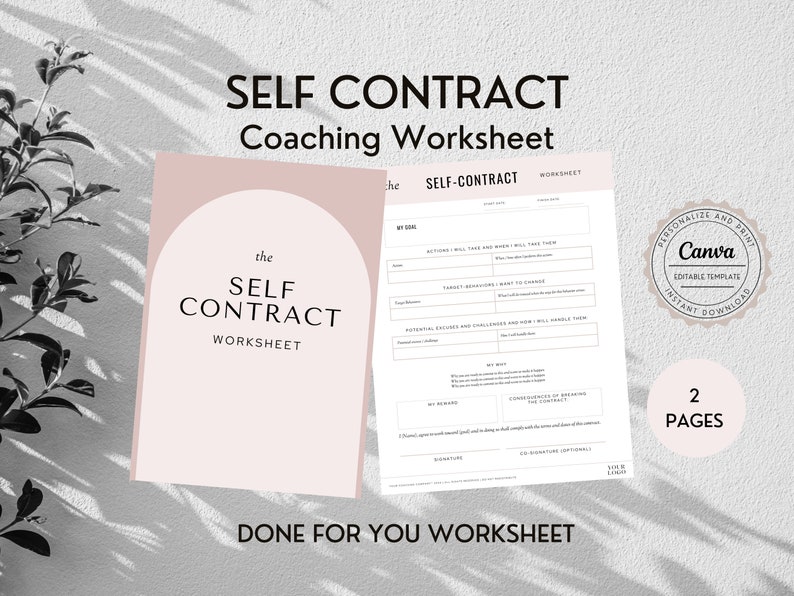 Self Contract Client Worksheet, Done for You Lead Magnets, Coaching ...