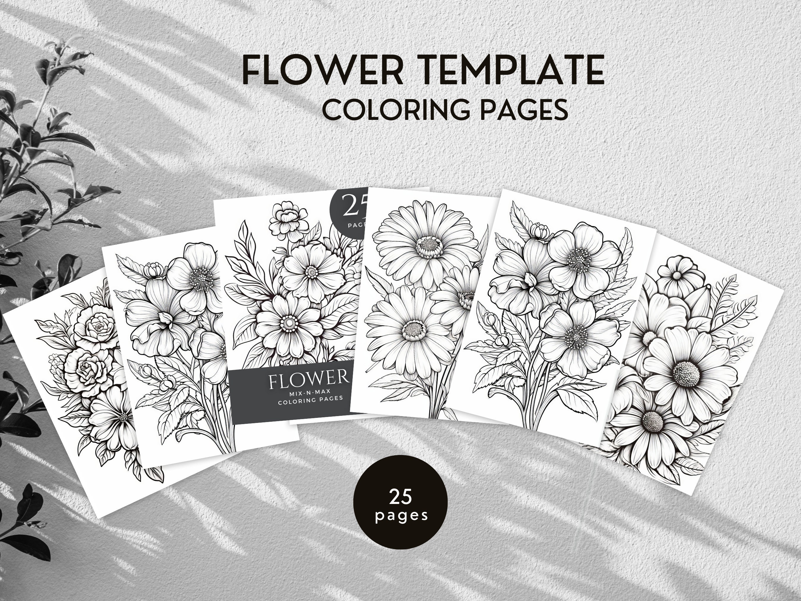 Printable Flower Template Coloring Pages for Relaxing Fun, Flower ...
