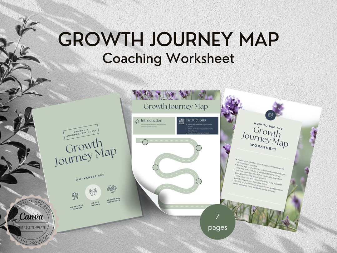 Growth Journey Map Coaching Worksheets Life Coach Tools Spiritual ...