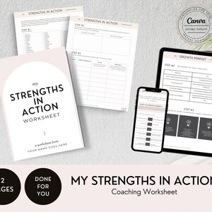 My Strengths in Action Worksheet, Growth Mindset Worksheet for Coaches ...