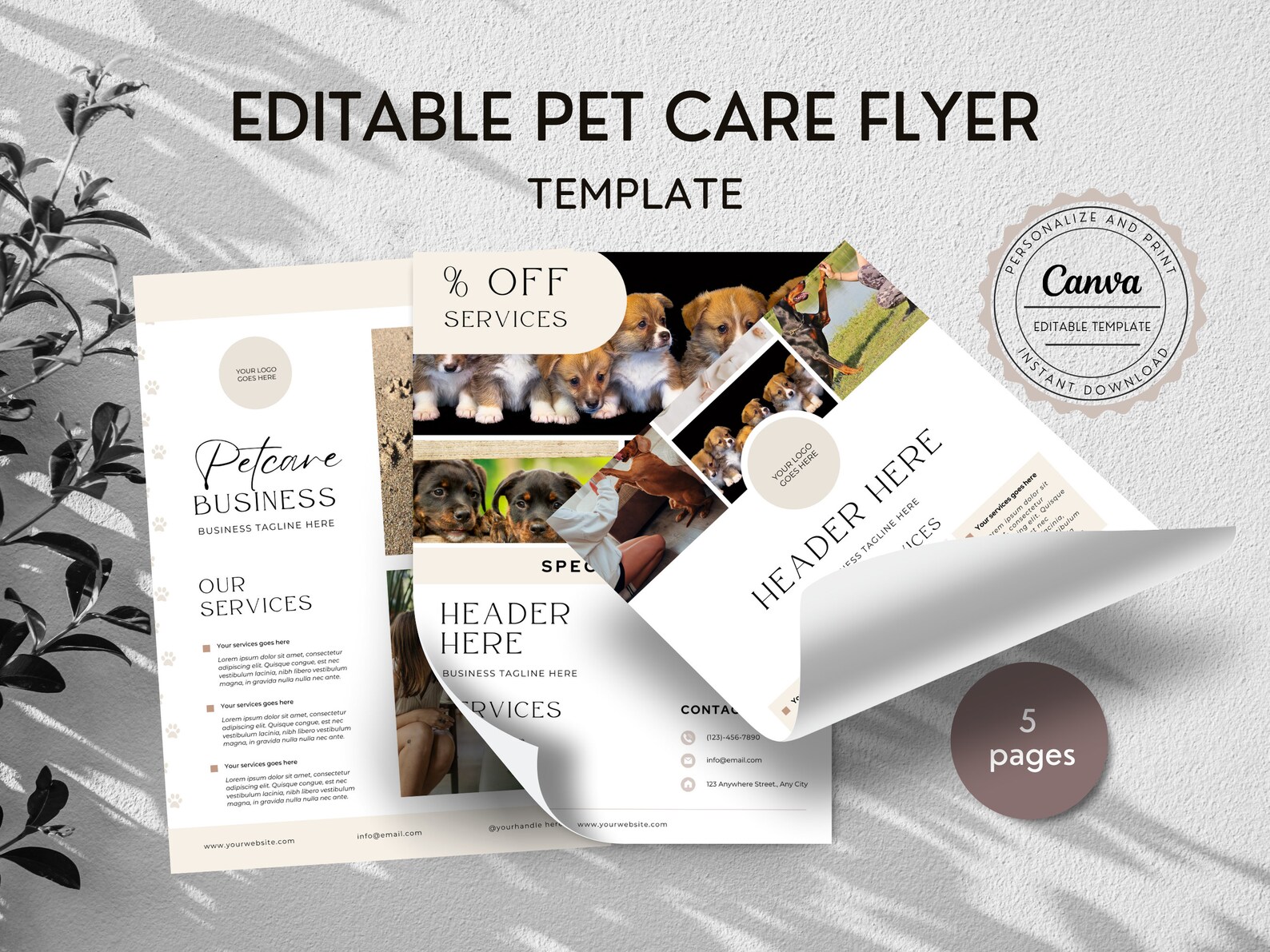 Editable Pet Care Flyer Template, Dog Walking Flyer, Cat Care Flyer ...