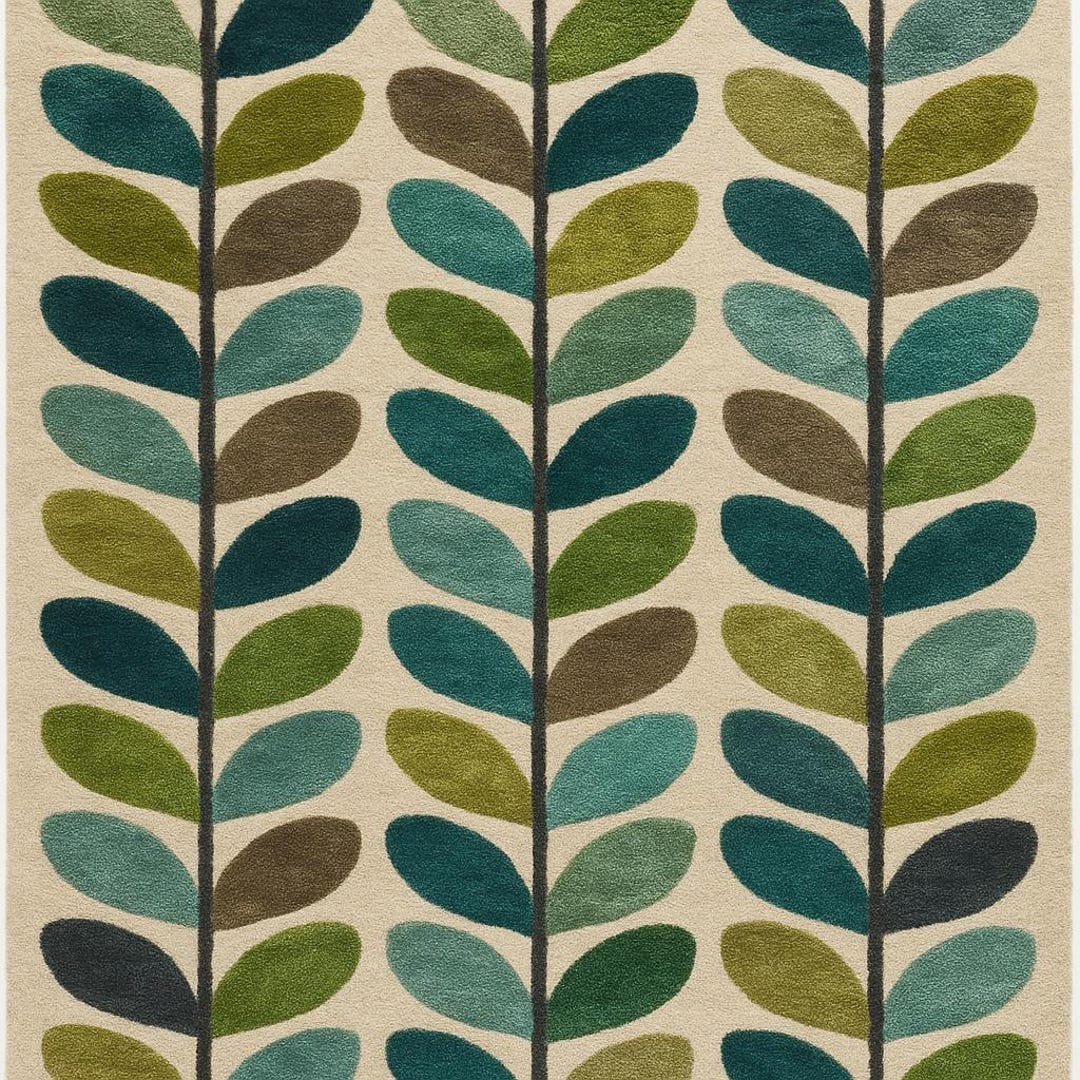 Hand-tufted Wool Leaf Rug – Mid-century Modern Botanical Carpet - Etsy
