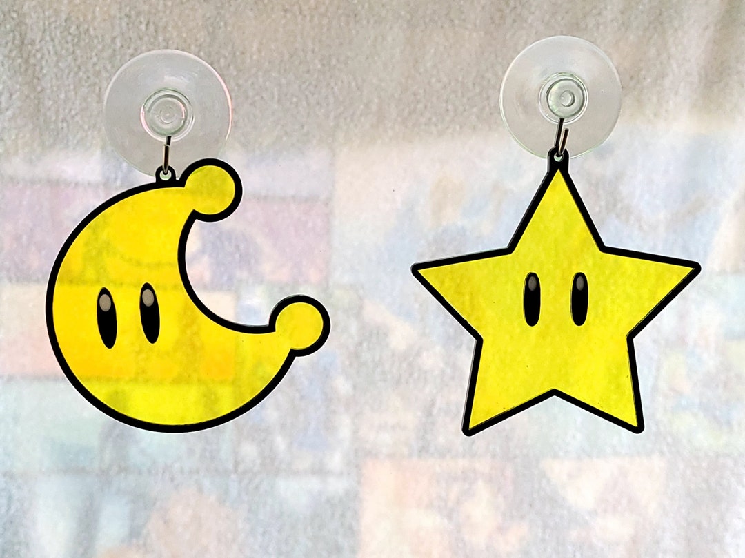Nintendo Power Moon, Power Star & Sunsprite Faux Stained Glass ...
