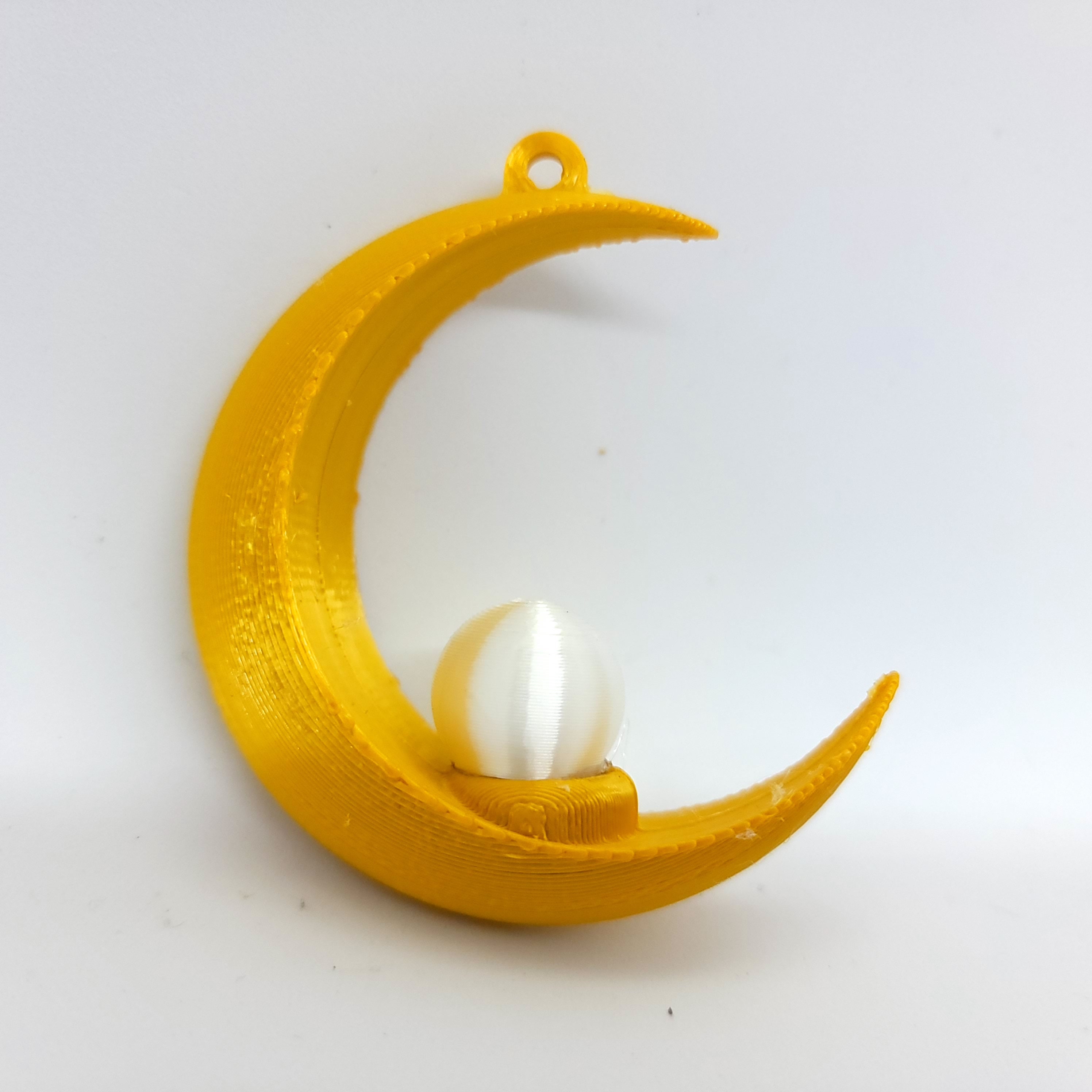 Magical 3D Printed Sailor Moon Crescent Moon Christmas Ornament Silver ...