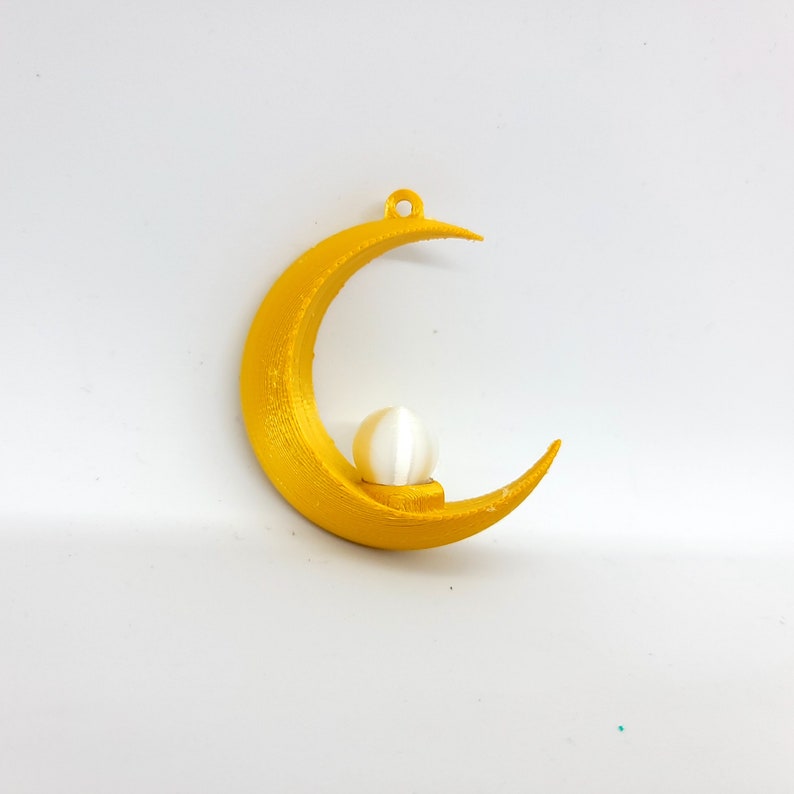 Magical 3D Printed Sailor Moon Crescent Moon Christmas Ornament Silver ...