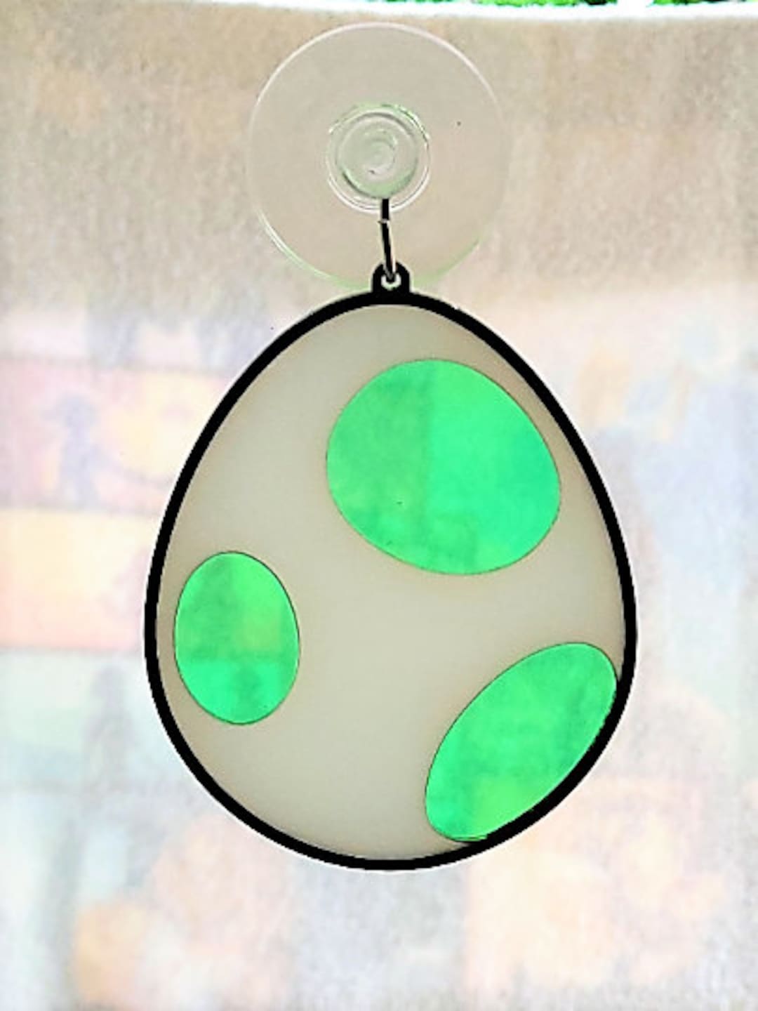 Yoshi Egg Faux Stained Glass, Suncatcher, Christmas Ornament - Etsy