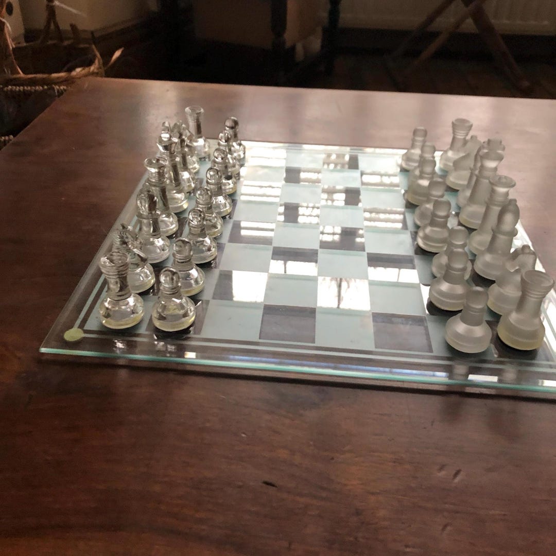 Large Glass Chess Set - Etsy