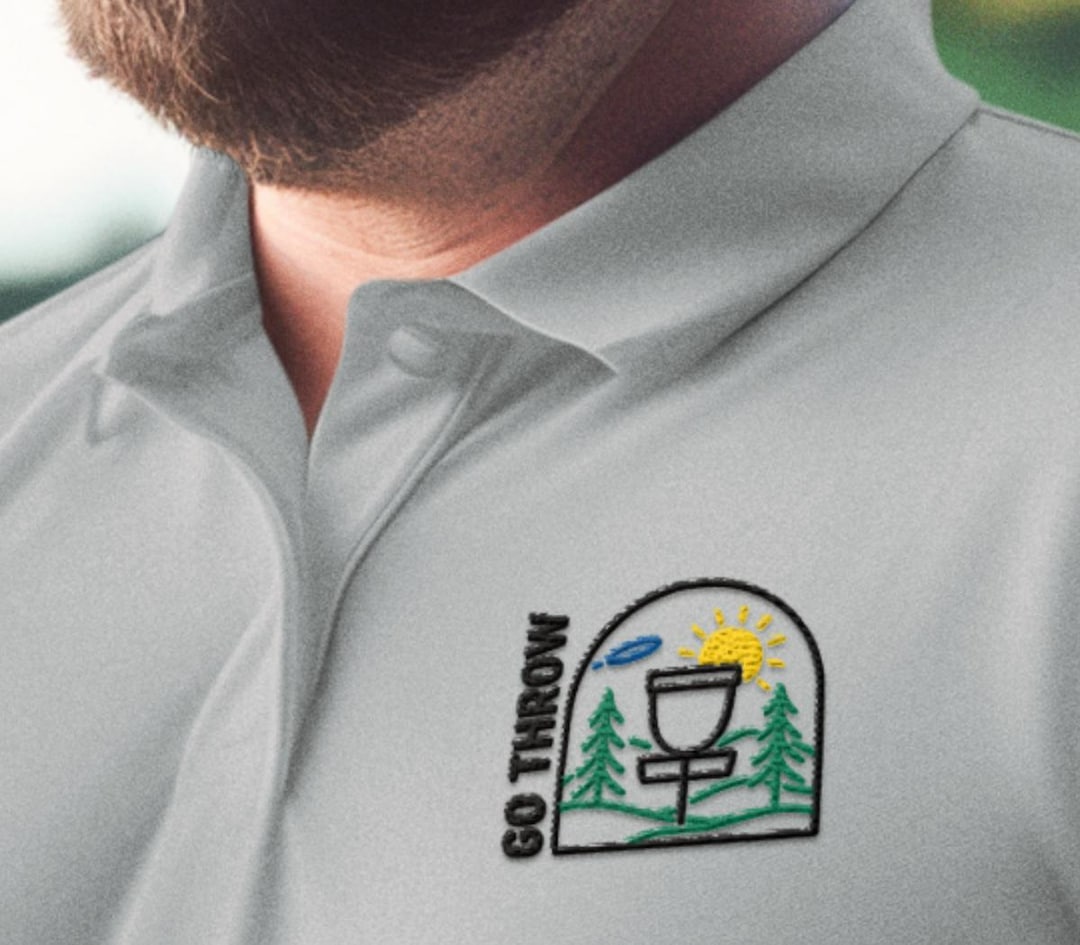 Embroidered Disc Golf Polo Shirt, Throw Disc Golf Attire, Men's Golf ...