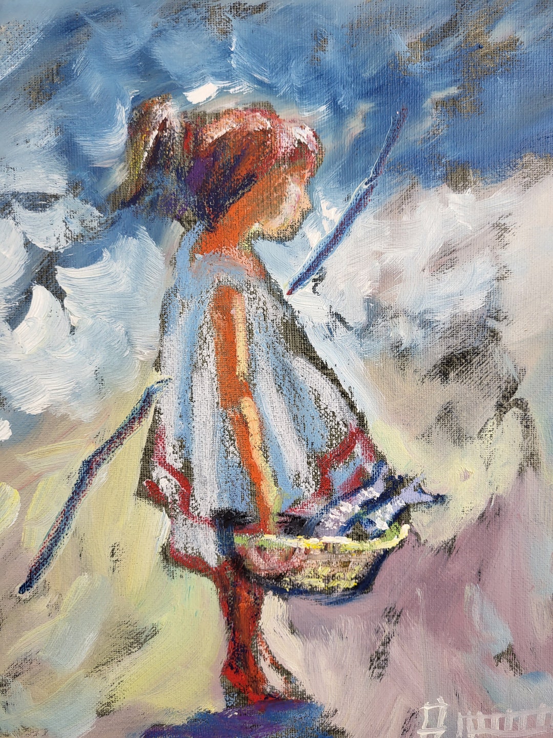 Oil Painting Oil Paintings Child Sea Alexander Diener Art Unique ...