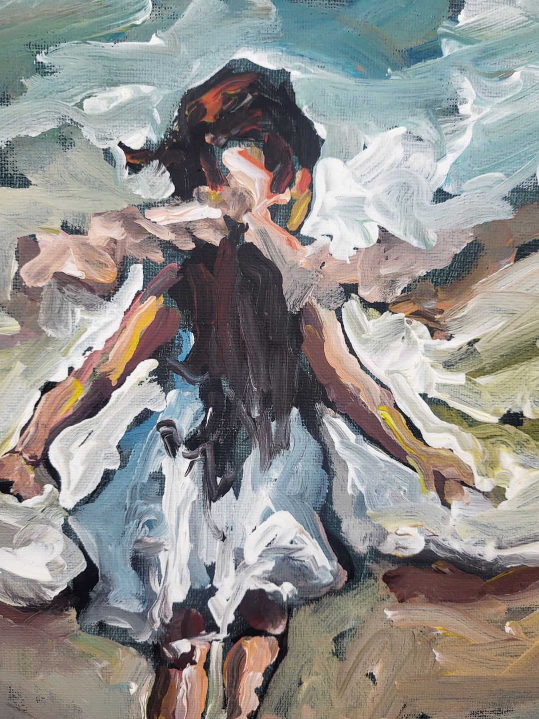 Oil Painting Child Sea Beach Alexander Diener Art Unique Modern Art - Etsy