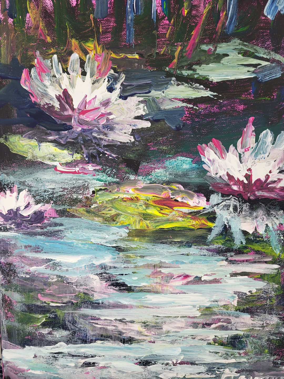 Oil Painting Oil Painting Flowers Water Lilies Alexander Diener Art ...