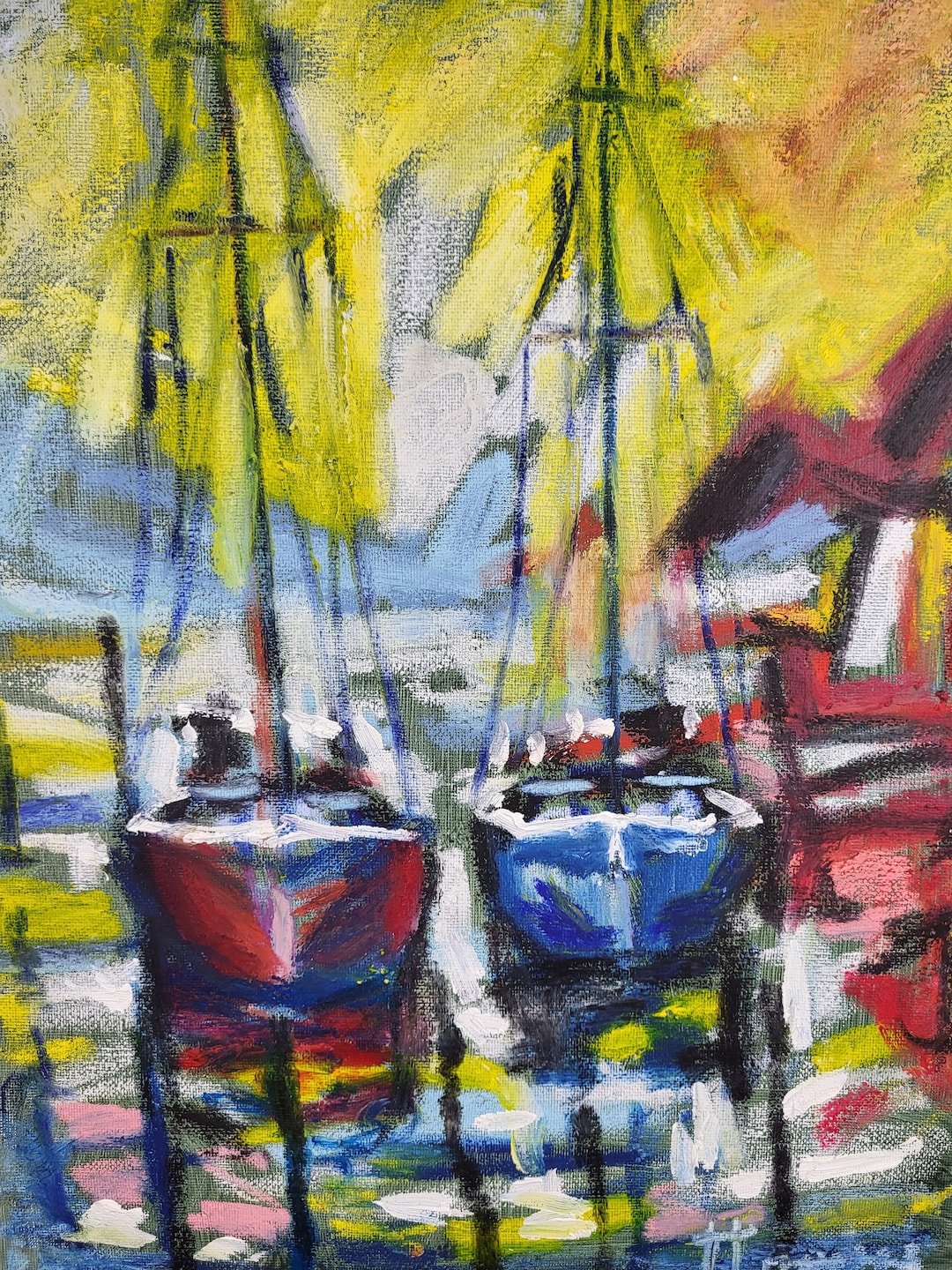 Oil Painting Boat Sea Water Holiday Nature Alexander Diener Art Unique ...