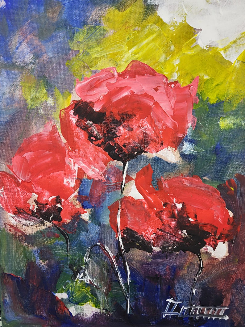 Oil Painting Poppies Flowers Nature Alexander Diener Art Unique Picture ...