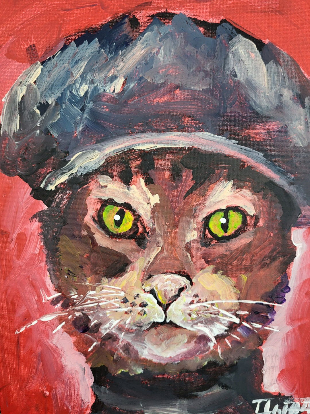 Acrylic Painting on Cardboard Box Alexander Diener Art Unique Tomcat ...